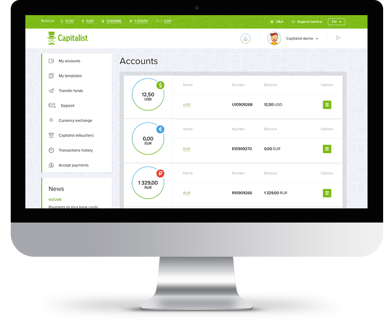 Capitalist.net - Convenient online payment system